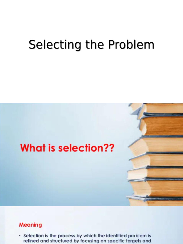 Selecting The Problem | PDF