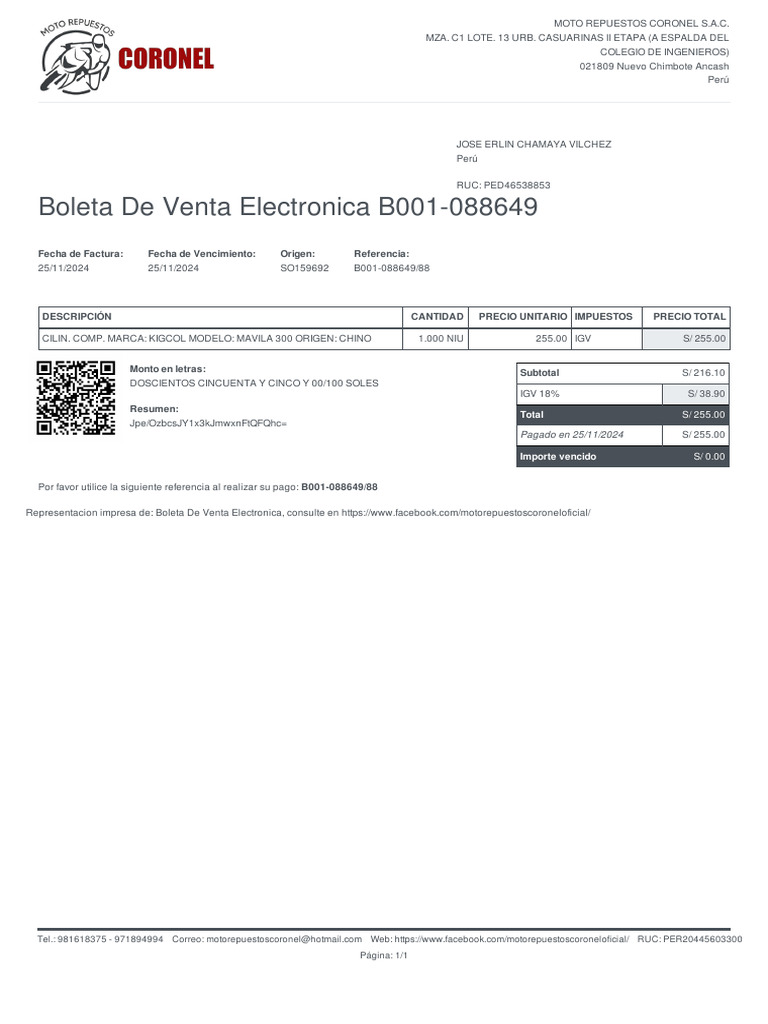 Factura - B001-088649 | PDF