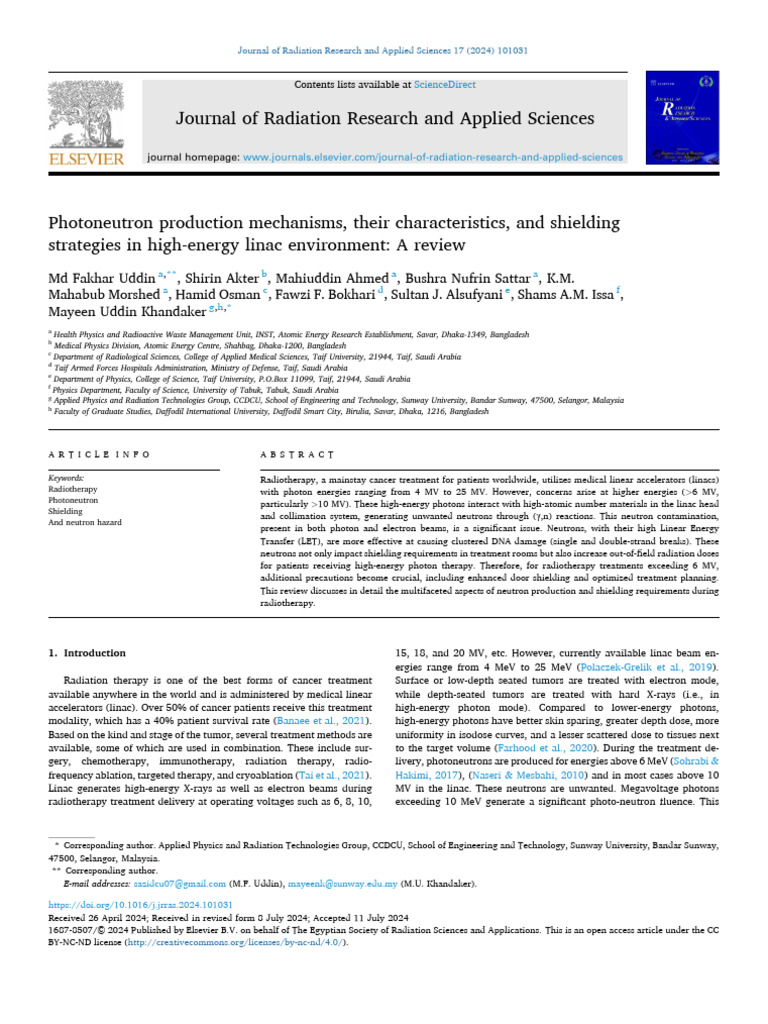 Photoneutron Production in Radiotherapy | PDF | Neutron | Nuclear Reaction
