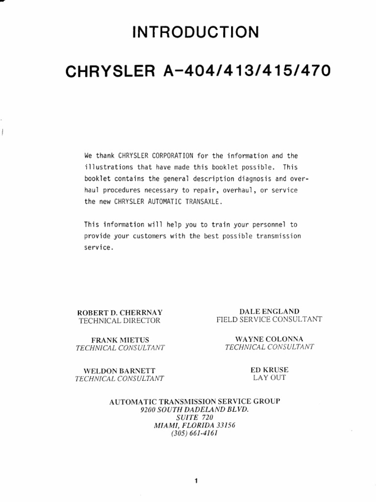 A 404413415470 Atsg Automatic Transmission Service Group | PDF