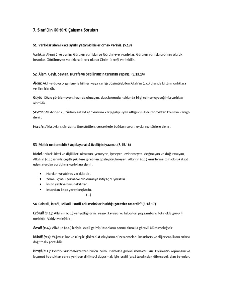 Din Kulturu Calisma Sorulari | PDF