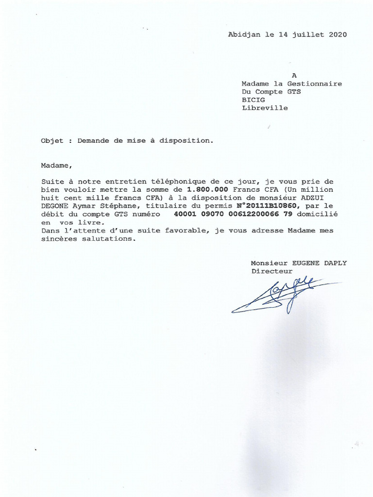 Demande de Mise en Disposition | PDF