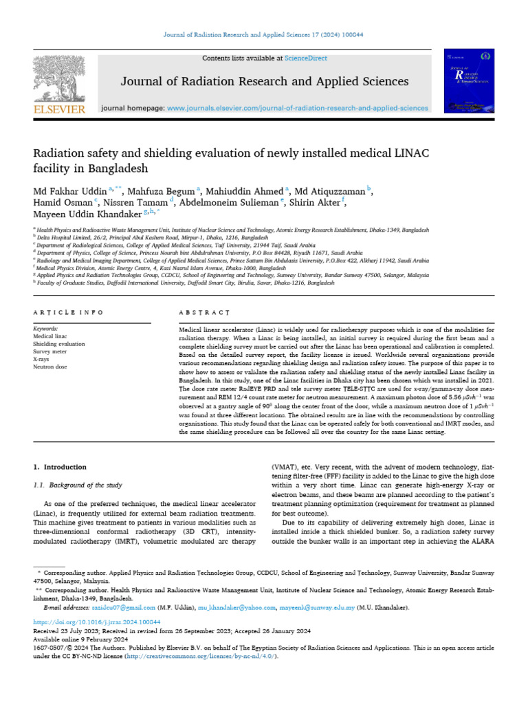Radiation Safety and Shielding Evaluation of Newly Installed Medical ...