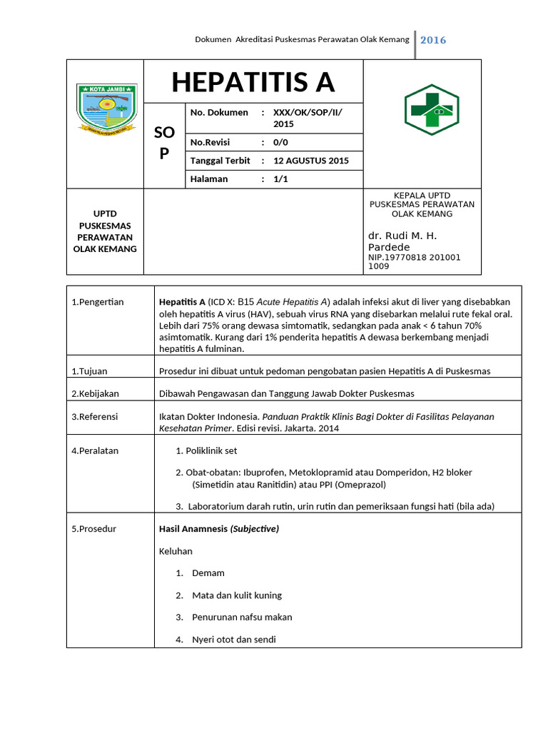 SOP HEPATITIS A Riv | PDF