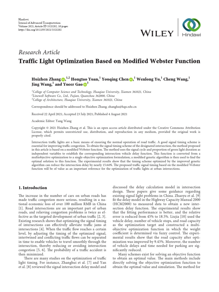 Zhang Et Al - 2021 - Traffic Light Optimization Based On Modified ...