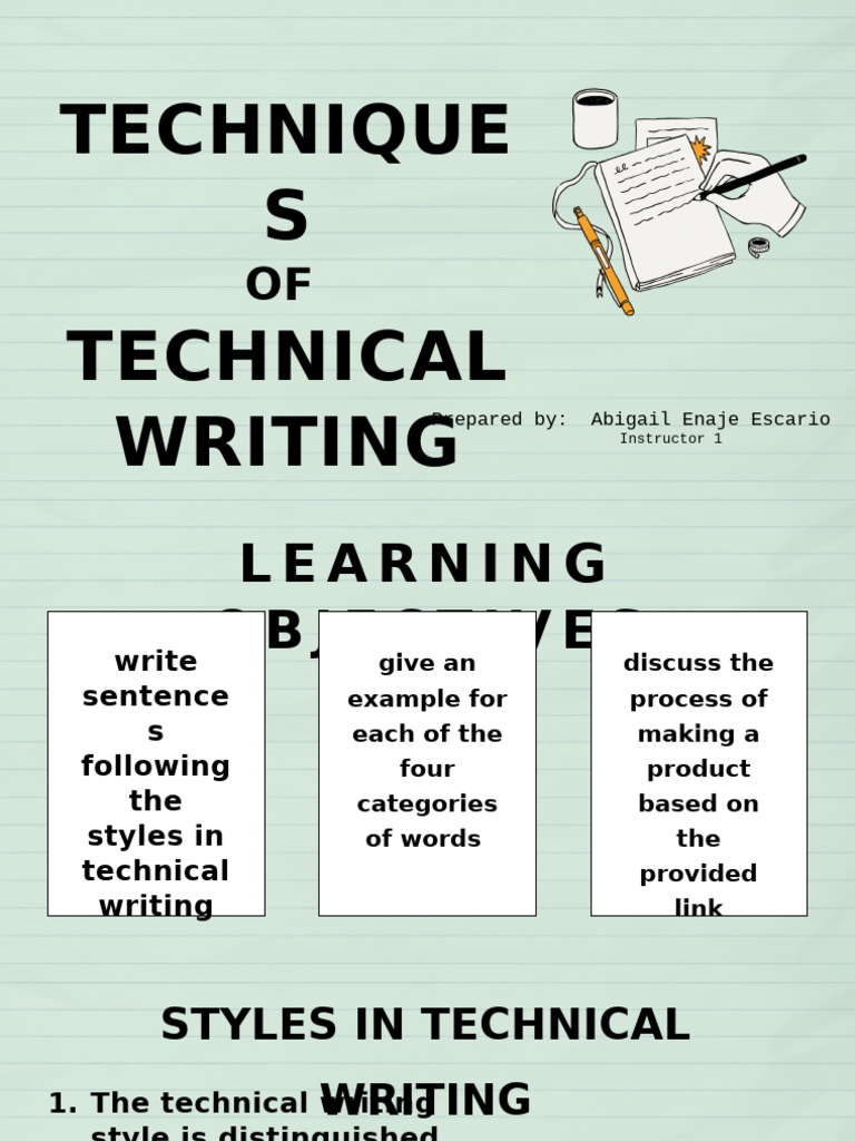 Lesson 2.2 Techniques in Technical Writing Autosaved 2 | PDF | Gravity ...