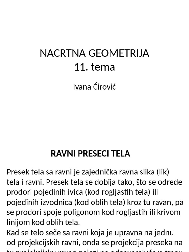 Nacrtna Geometrija 11 | PDF