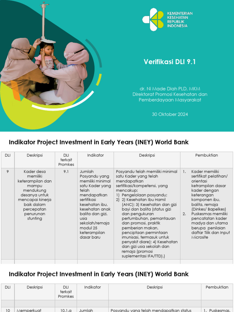 Koordinasi Verifikasi DLI 9 .1 - DLI 10.1 Dit Promkes | PDF