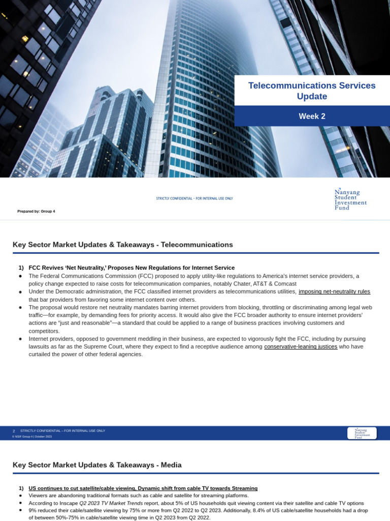 Weekly Update 2 - Grp4 | PDF | Net Neutrality | Federal Communications Commission