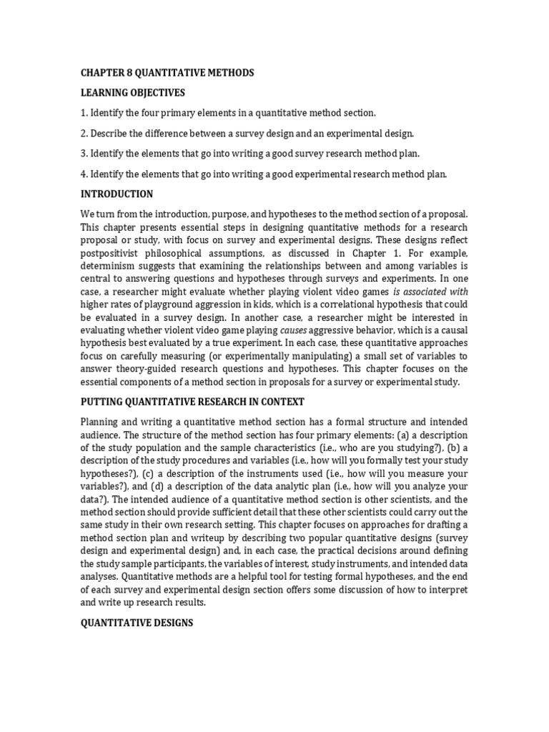 Designing Quantitative Research Methods | PDF | Statistical ...