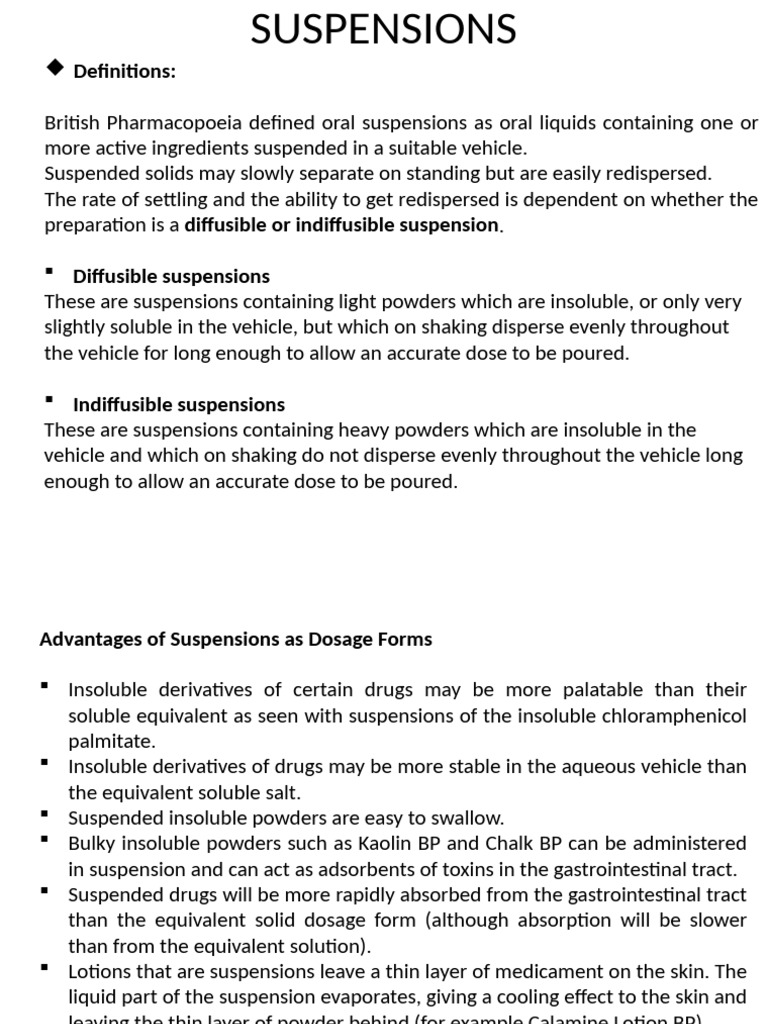 Suspensions 1 | PDF | Solubility | Wetting