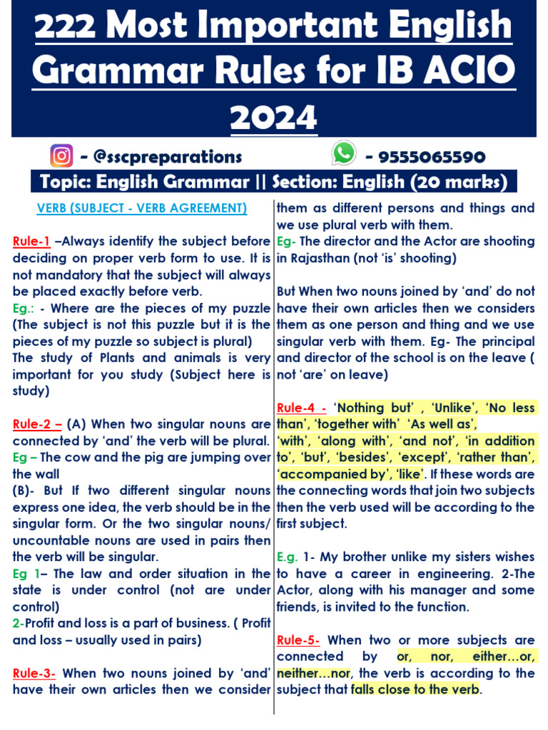 Grammar Rules | PDF | Grammatical Number | Plural