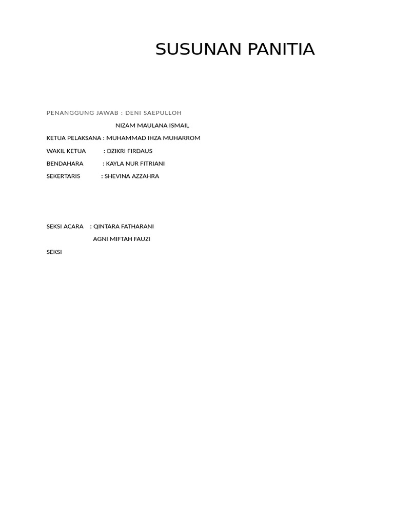 Susunan Panitia | PDF