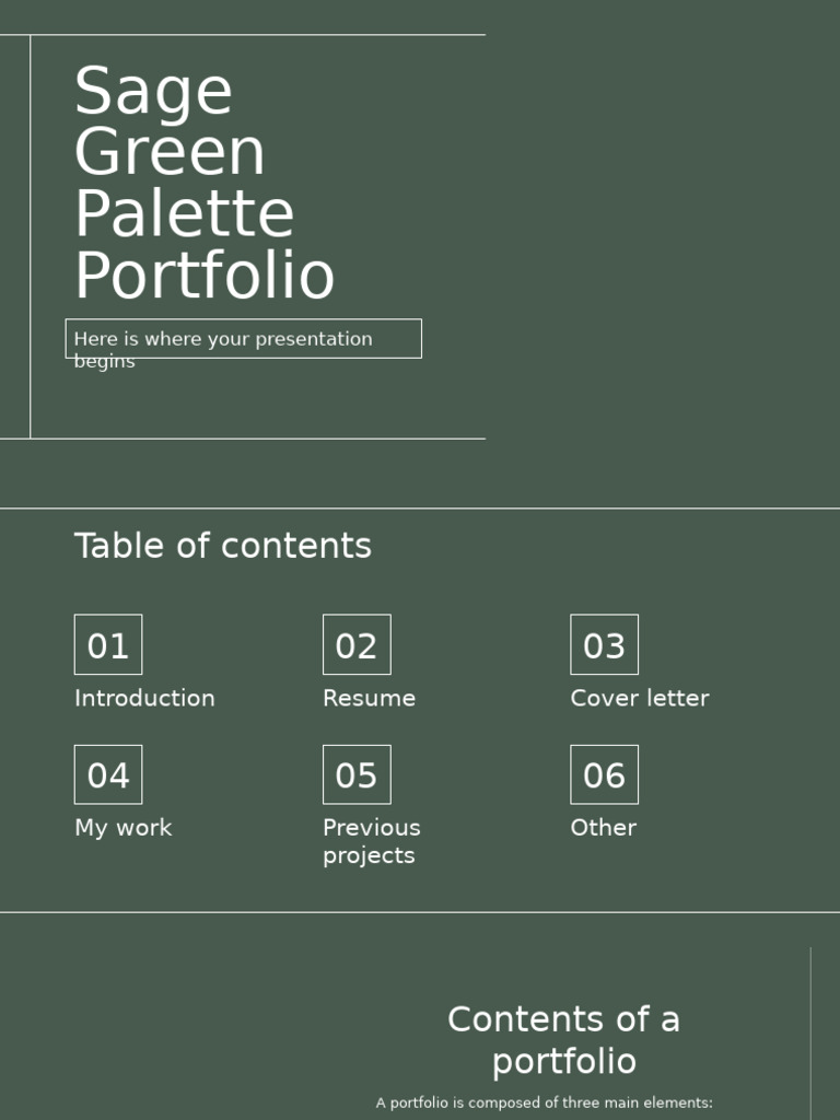 Sage Green Palette Portfolio by Slidesgo | PDF | Infographics | Graphics