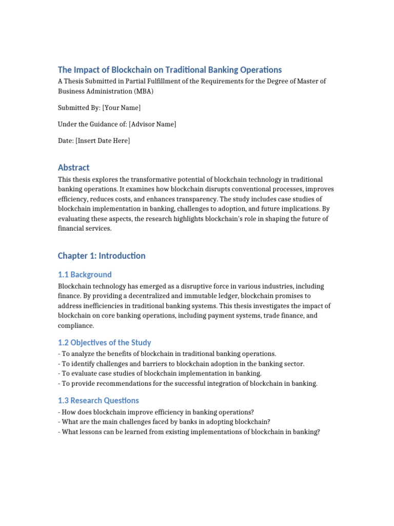 Blockchain Banking Thesis | PDF | Banks | Economies