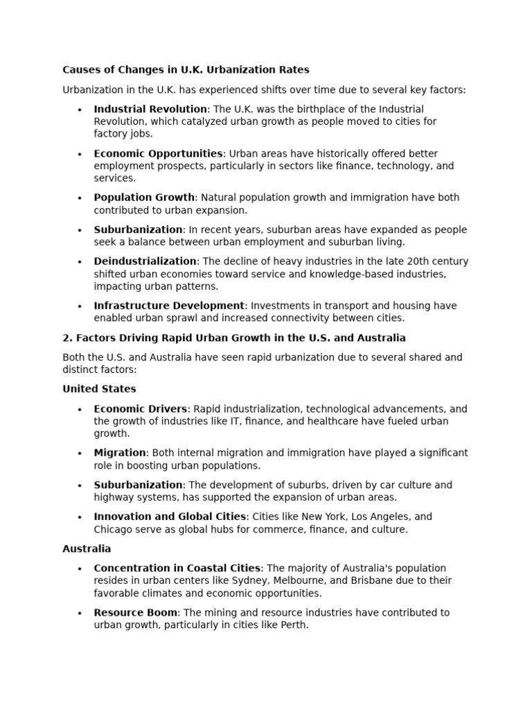 Causes of Urbanization Changes in Uk | PDF | Urban Sprawl | Urbanization