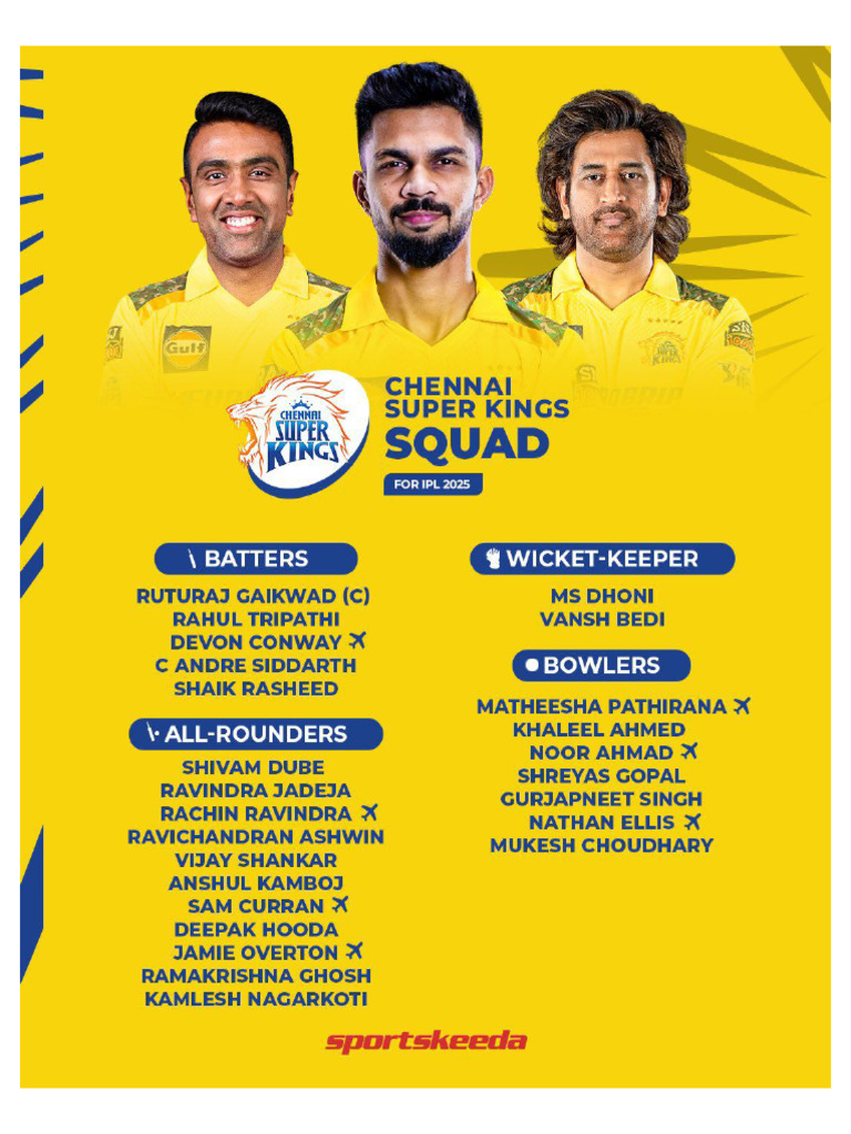 Category Wise Ipl 2025 Squad | PDF