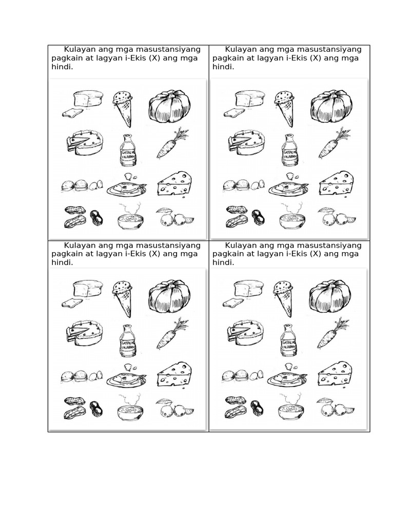 Kulayan Ang Mga Masustansiyang Pagkain at Lagyan I | PDF