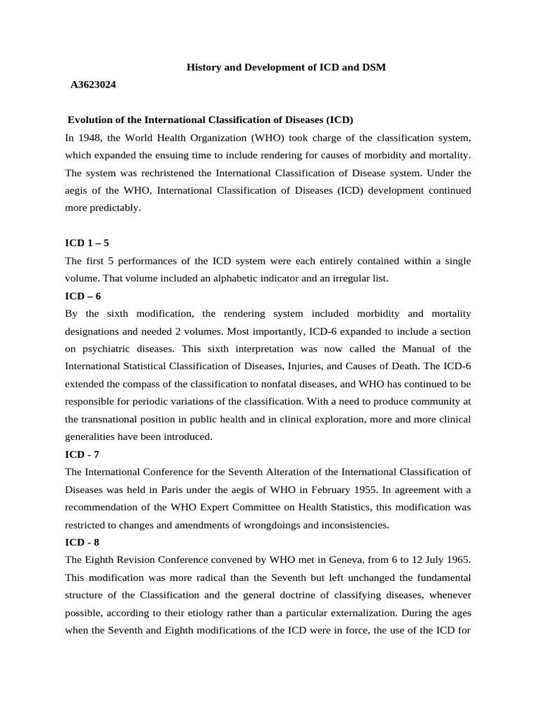 Evolution of ICD and DSM Systems | PDF | Diagnostic And Statistical ...