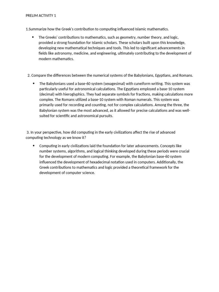 Prelim Activity 1 Itc | PDF