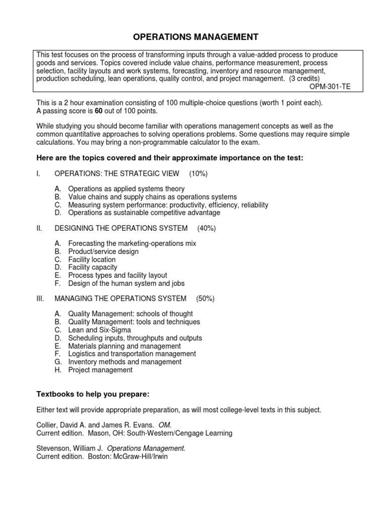 Operation Management | PDF