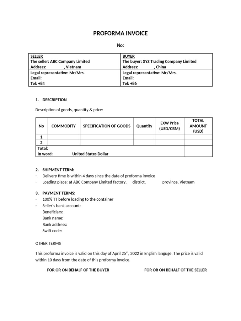 Proforma Invoice | PDF