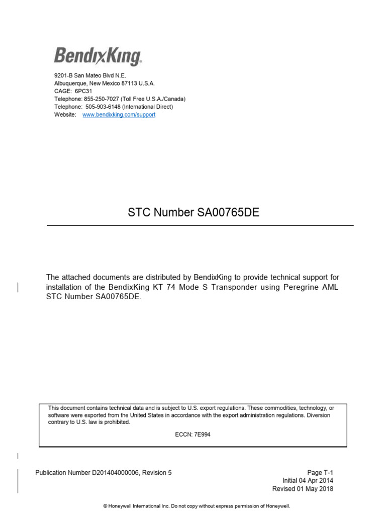KT 74 Peregrine AML STC | PDF | Aviation