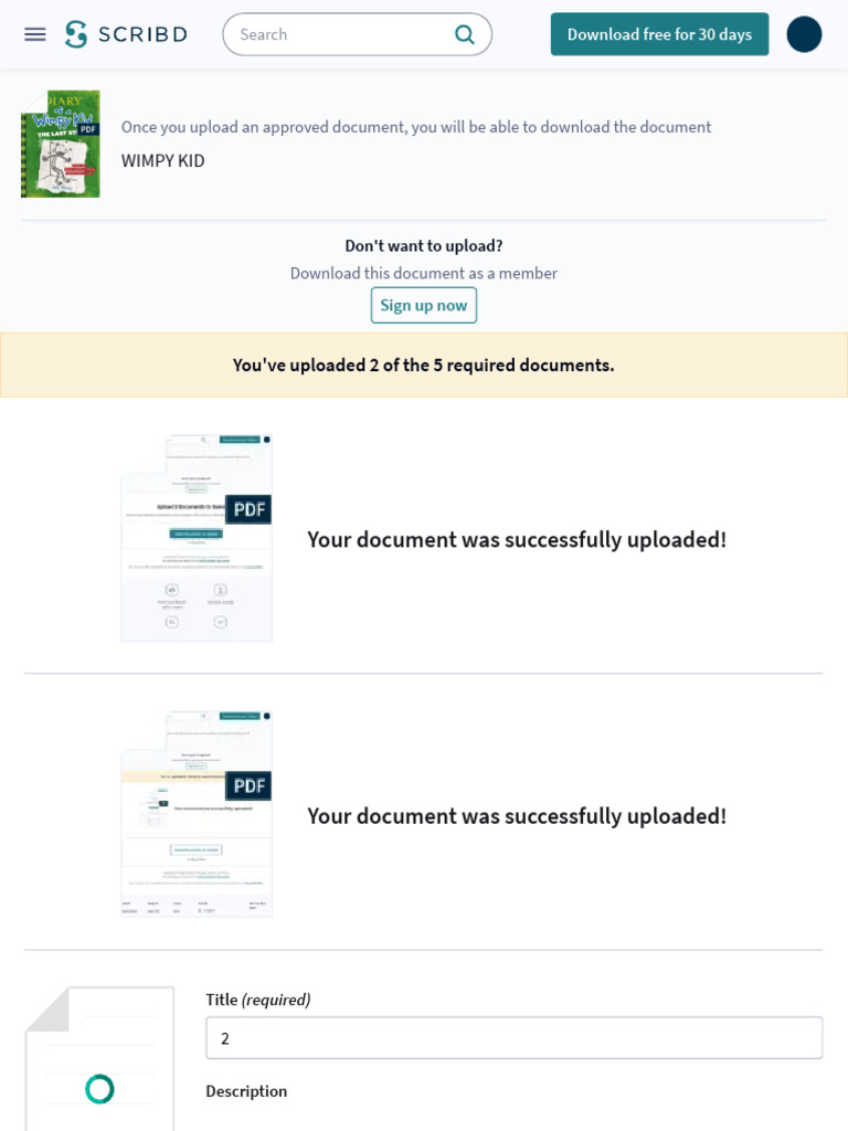 Wimpy Kid: Your Document Was Successfully Uploaded! | PDF