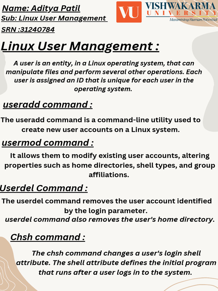 Linux User Management Commands | PDF