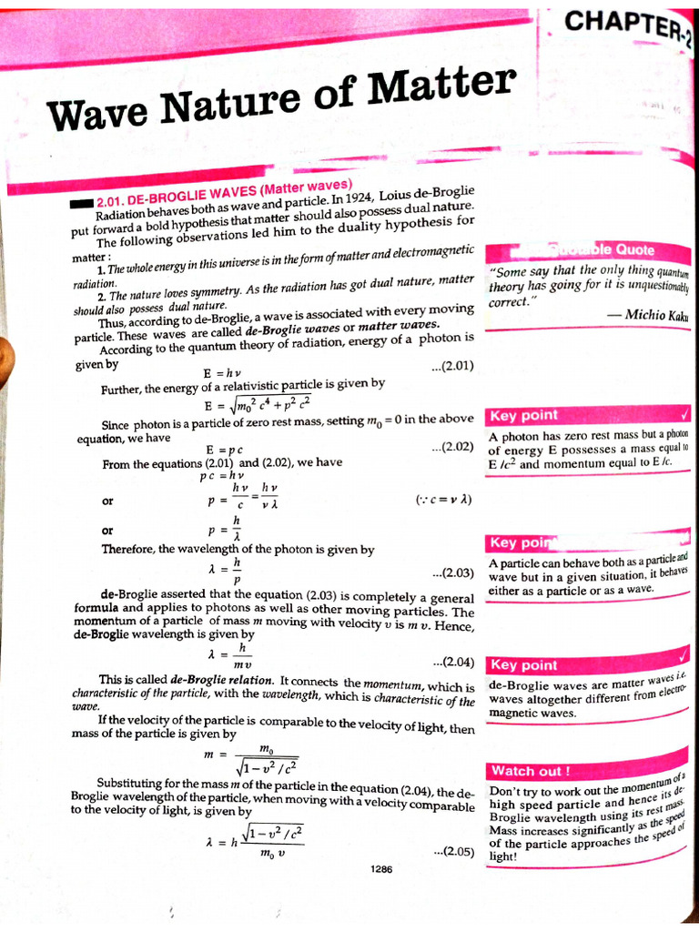Wave Nature of Matter | PDF