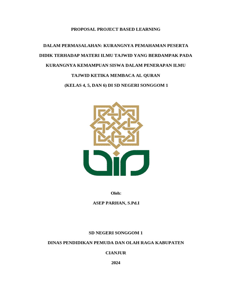 Proposal PJBL Asep Parhan-Ok | PDF