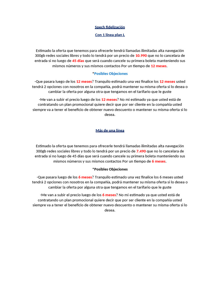 Spech Fidelización | PDF