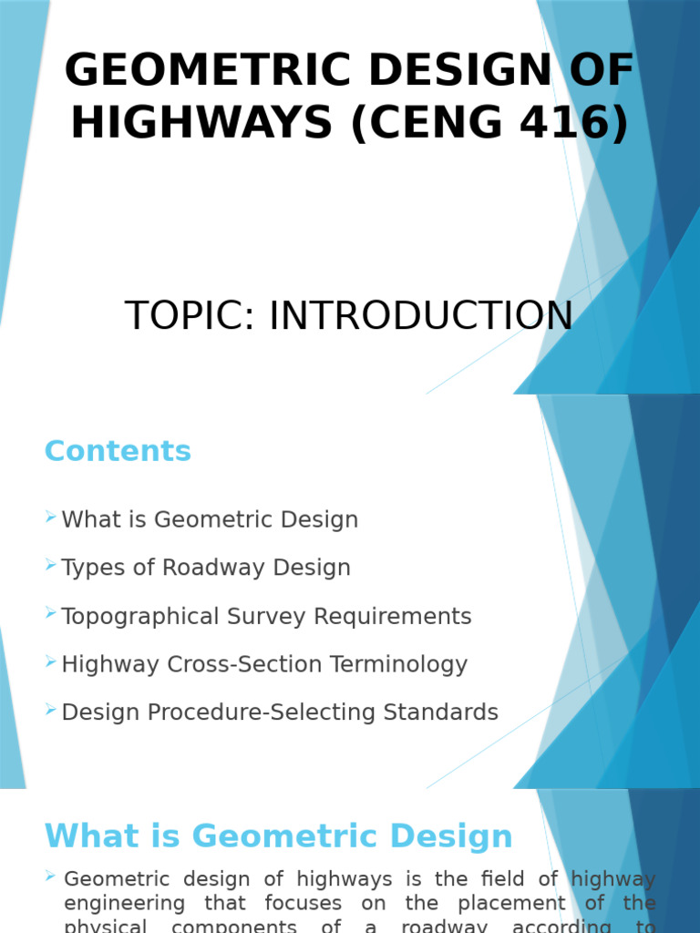 Geometric Design of Highways Lecture 1 (Ceng 416) . | PDF | Road | Road ...