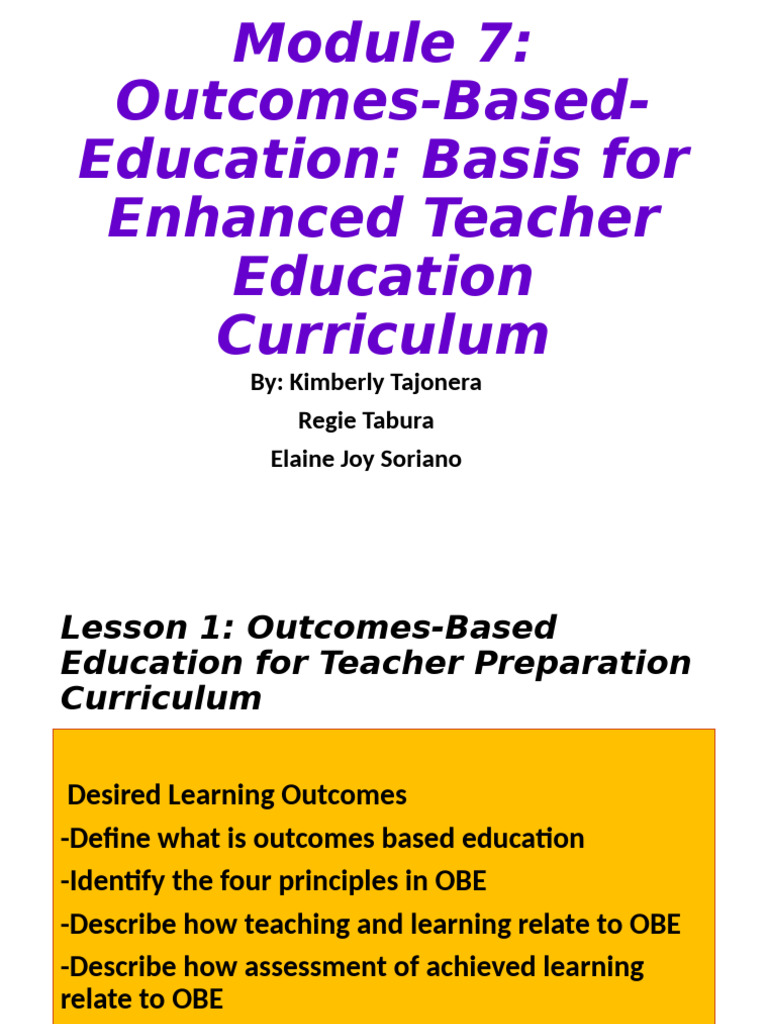 Module 7 Outcomes Based Education | PDF | Educational Assessment | Learning