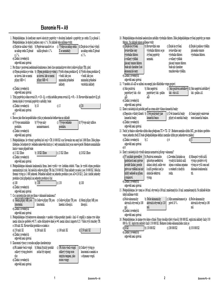 FM - VSE Ing Ekonomie 2018 | PDF