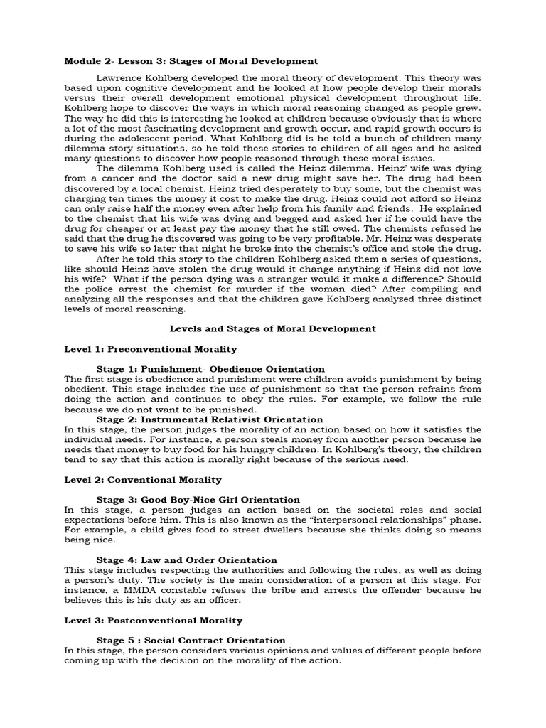 M2-L3Kohlberg | PDF | Morality | Liberal Arts Education