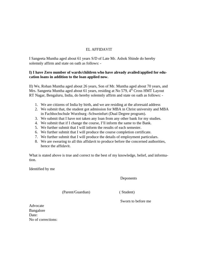 El Affidavit Sample | PDF