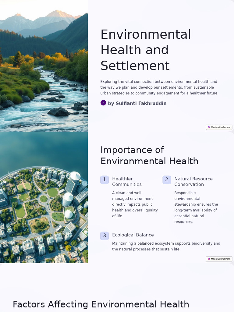 Environmental Health and Settlement | PDF | Sustainability | Infrastructure