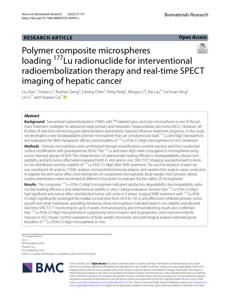 Polymer Composite Microspheres Loading Lu Radionuclide For ...