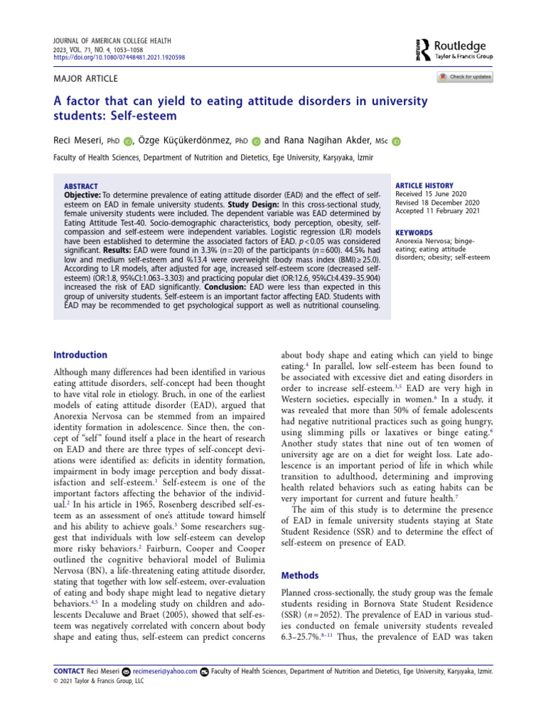 A Factor That Can Yield To Eating Attitude Disorders in University ...