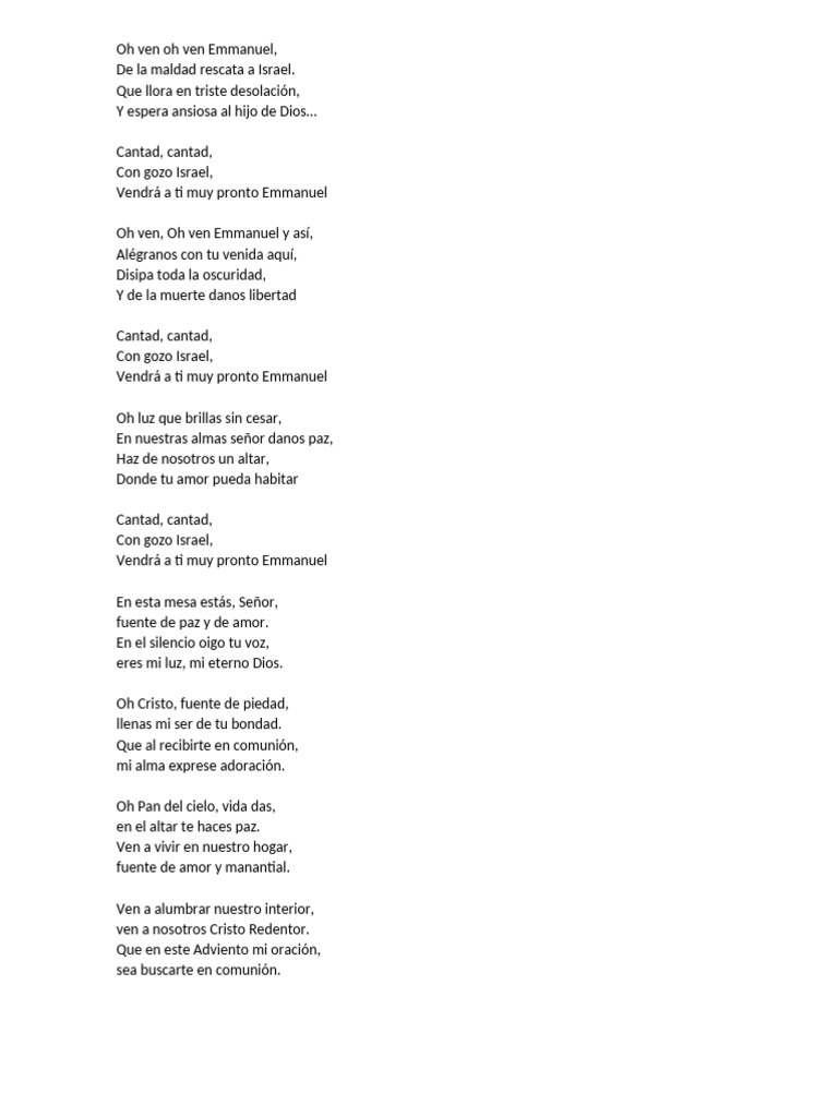 Oh Ven Oh Ven Emmanuel | PDF