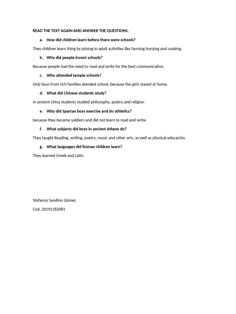 Lesson Three (Education in Ancient Times) | PDF