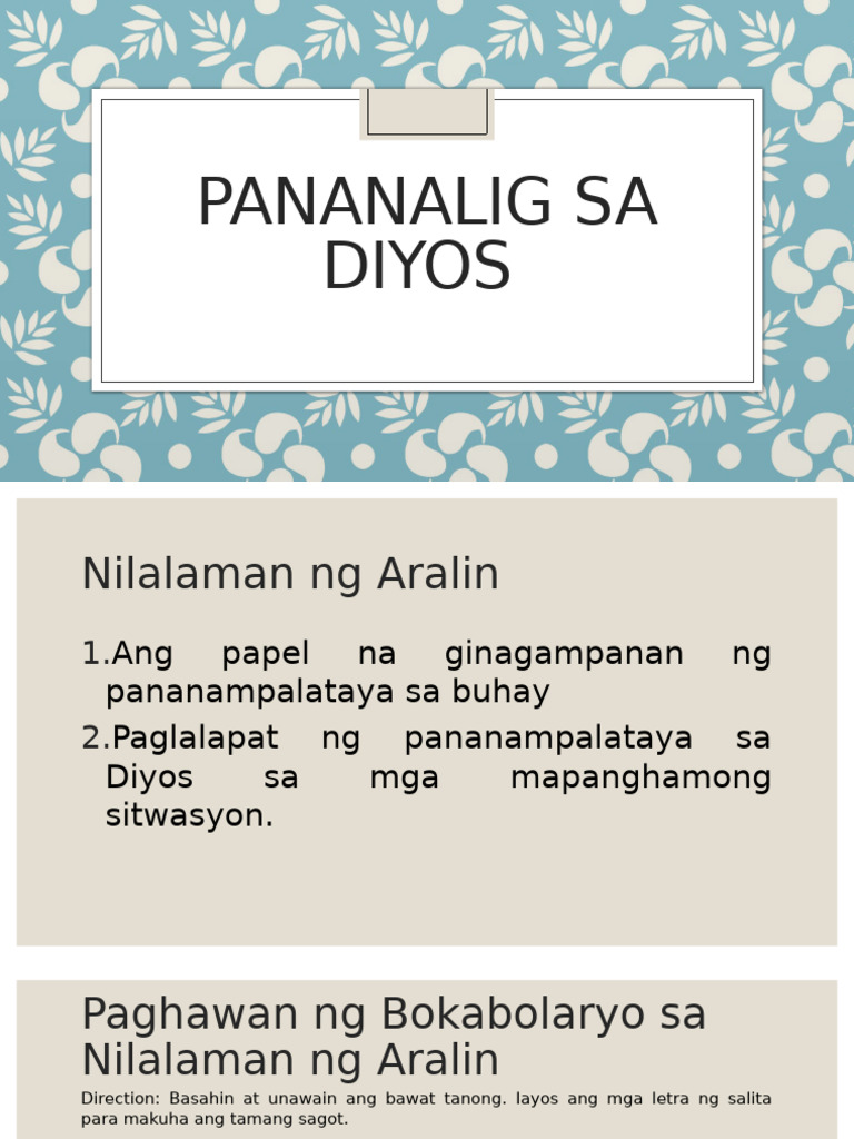 Q1 - WK5 Pananalig Sa Diyos | PDF