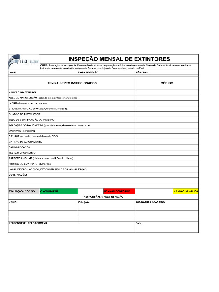 Check-List Mensal EXTINTORES | PDF