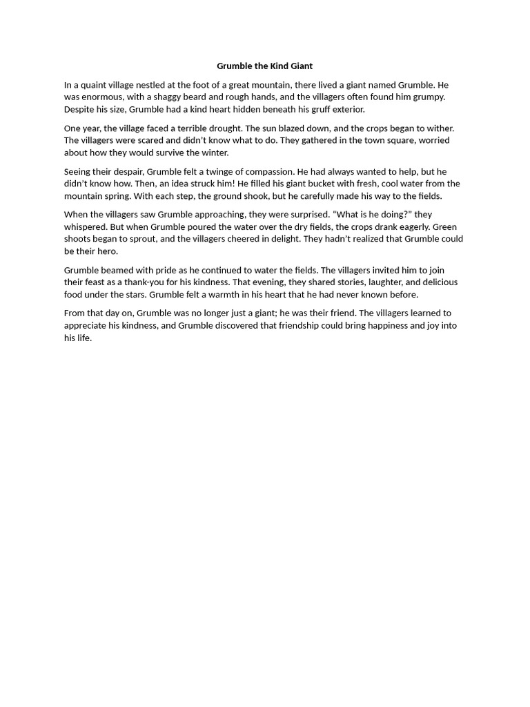 Grumble The Kind Giant | PDF