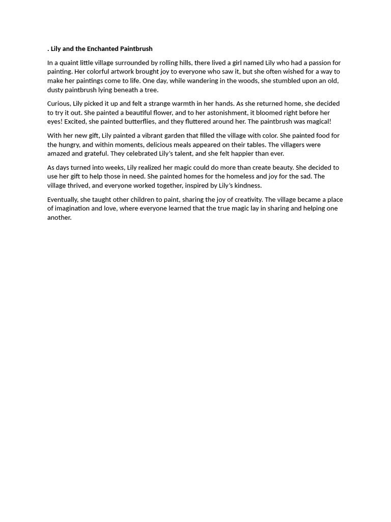 Lily and The Enchanted Paintbrush | PDF