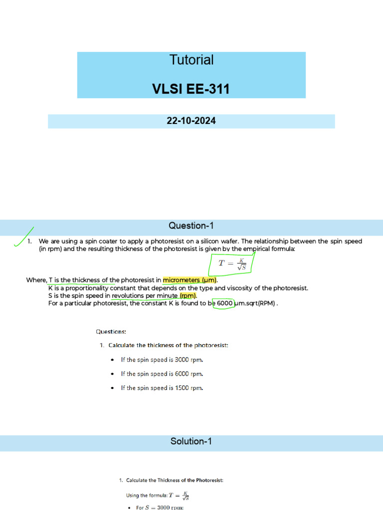 Tutorial EE 311 | PDF | Photolithography | Materials Science