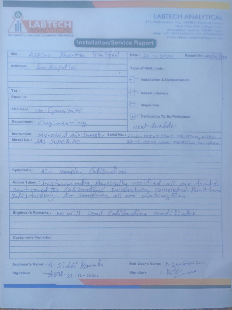 2.aspiro Calibration Service Report | PDF