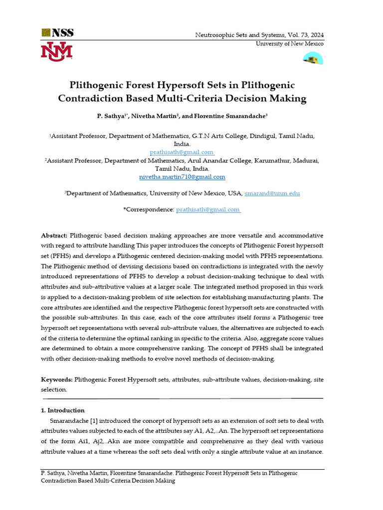 Plithogenic Forest Hypersoft Sets in Plithogenic Contradiction Based Multi-Criteria Decision ...