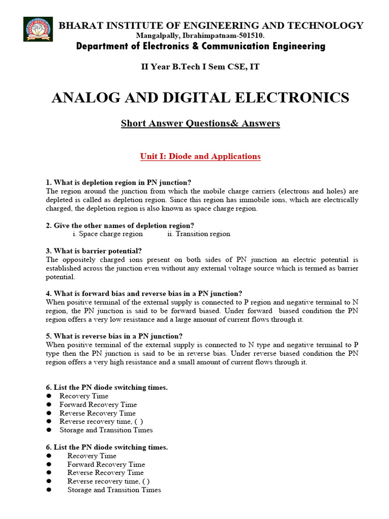 ADE_SAQ | PDF | P–N Junction | Rectifier